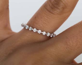 Rose Gold Women's Diamond Eternity Band, Single Prong Eternity Band ...