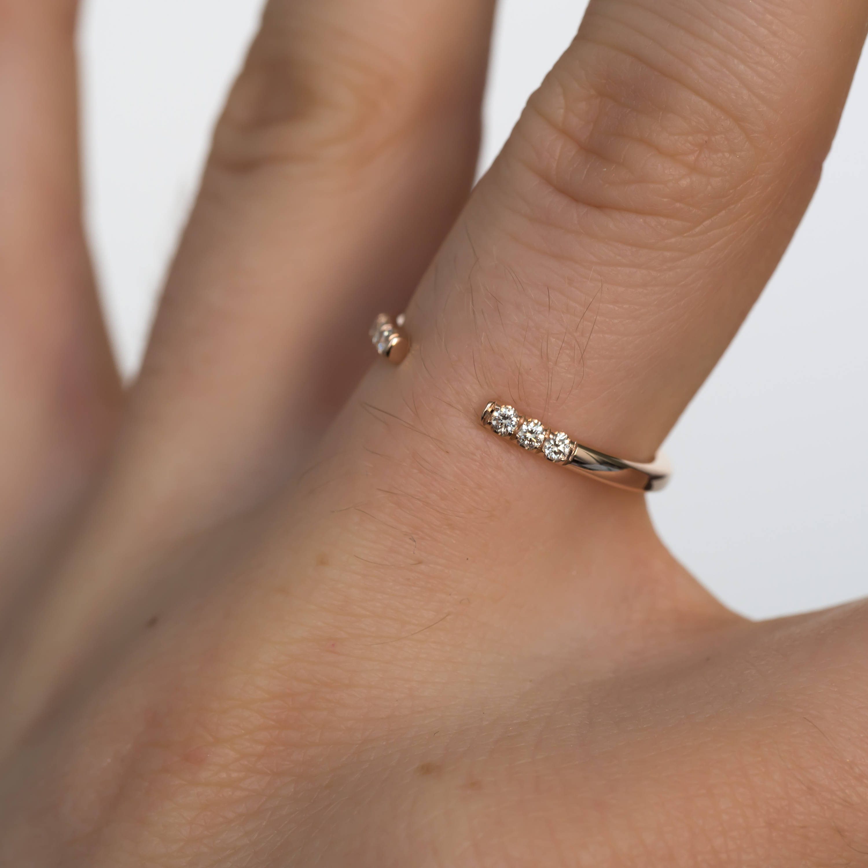 14k Rose Gold Open Cuff Ring, Open Diamond Wedding Band, Open Rose Gold ...