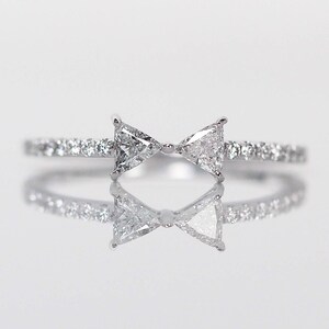 Diamond Bow Tie Ring With Diamonds Band, Rose Gold Bow Tie Ring, Bow Tie Ring, Diamond Bow Tie ...