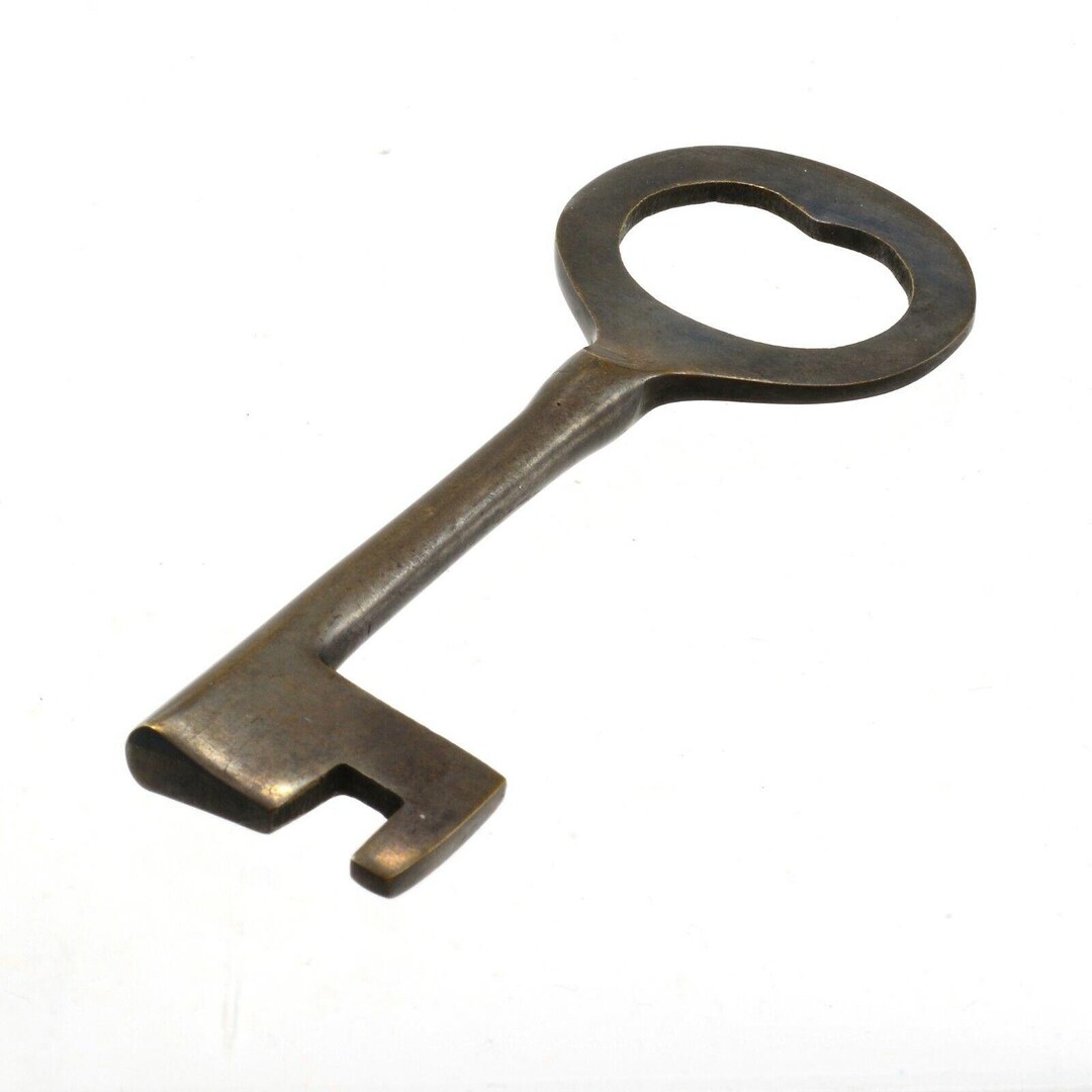 Antiqued Large Brass Reproduction Key 4.75x1.5" Warded Door Lock ...
