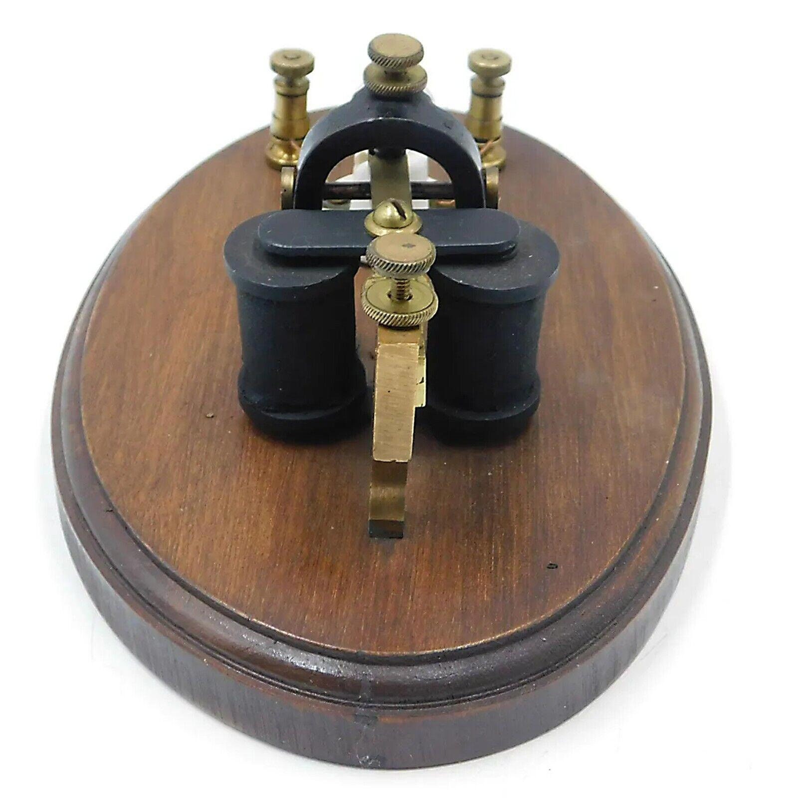 Antique Telegraph Machine Sounder & Signal Light Mounted Wooden Base ...