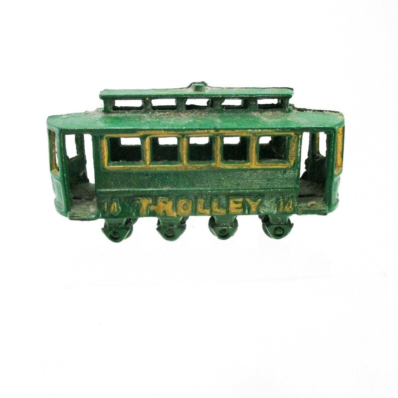 Cast Iron Trolley No. 14, Cast Iron Wheels Rotate, 4" Tall X 8" Long X ...