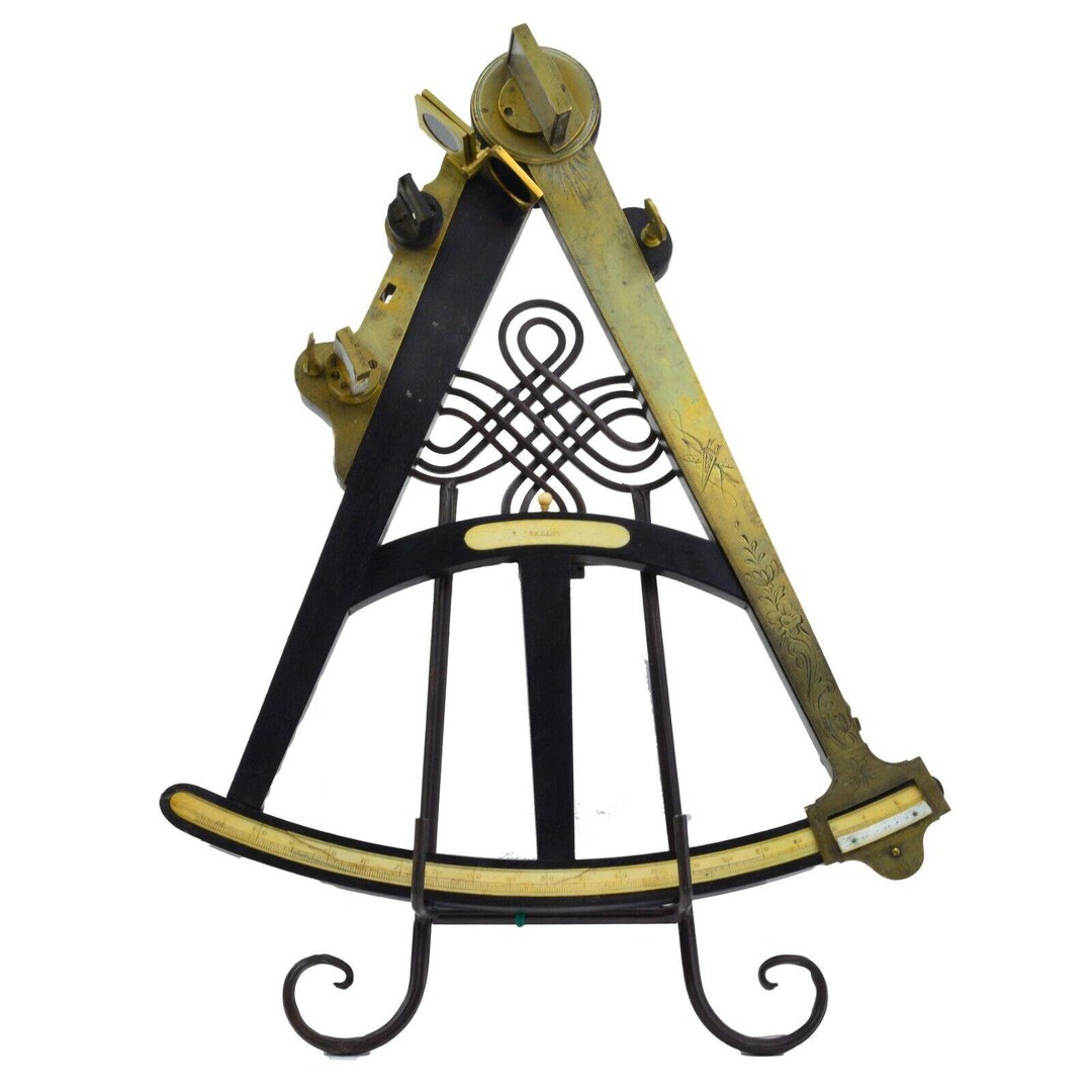 Wood & Bronze Marine Octant S. Braley 19th C Oak Case From James ...