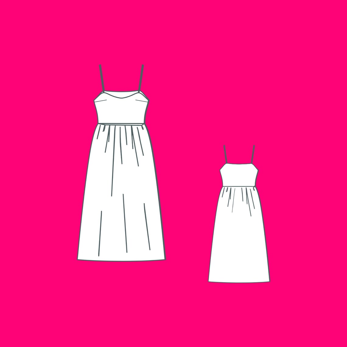 Gathered Midi Dress Sewing Pattern: US XS-2XL (digital Download) - Etsy