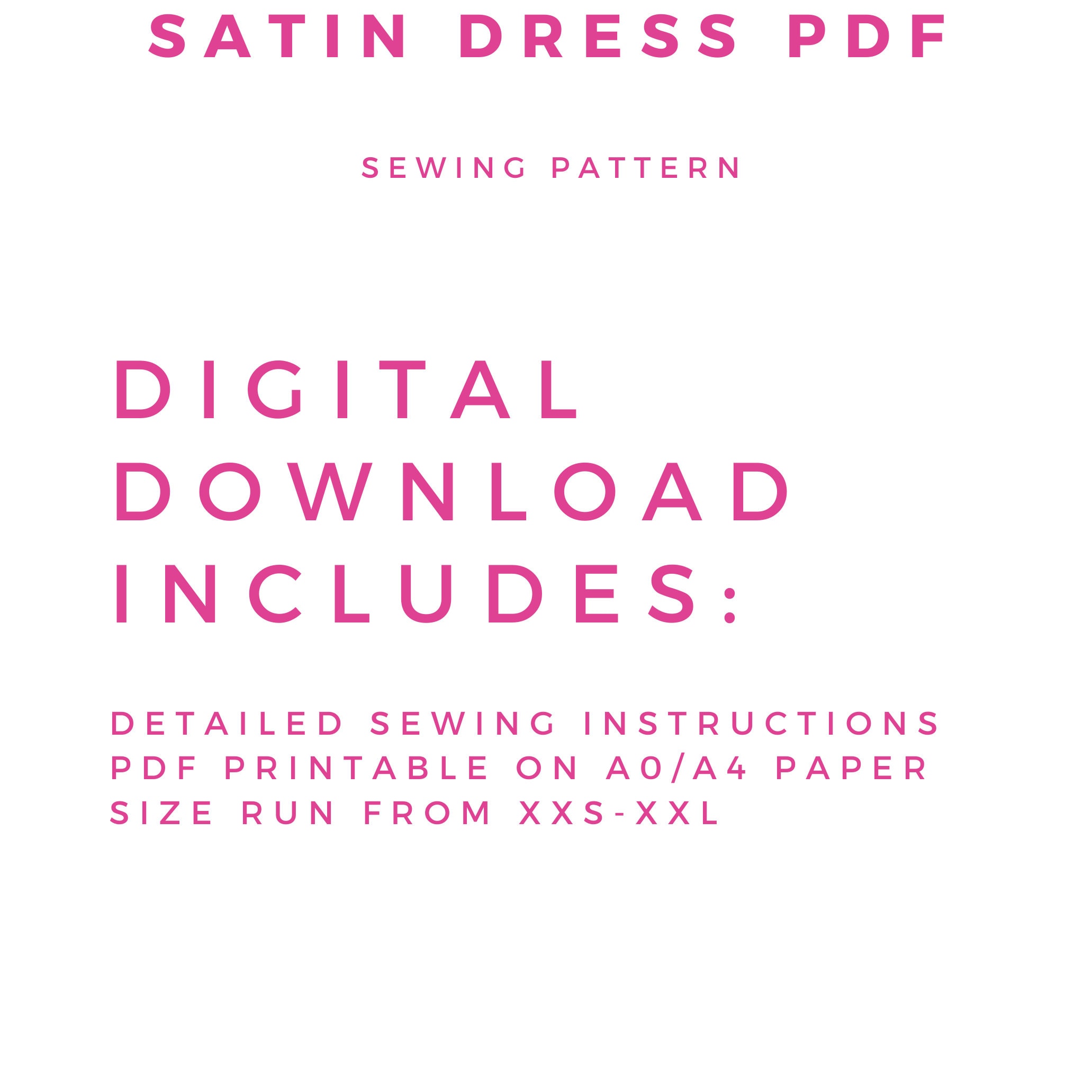 Long Satin Dress PDF // US Size Xxs-xxl // Digital Sewing Pattern ...