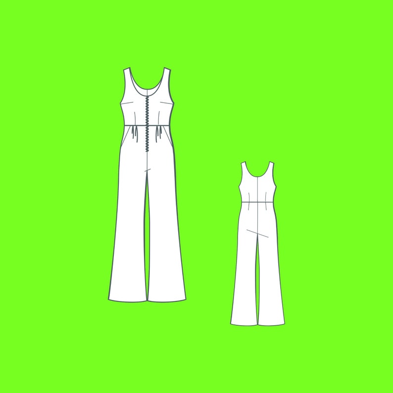 Modern Jumpsuit Pattern PDF // Digital Pattern Download // US Size 2-12 ...