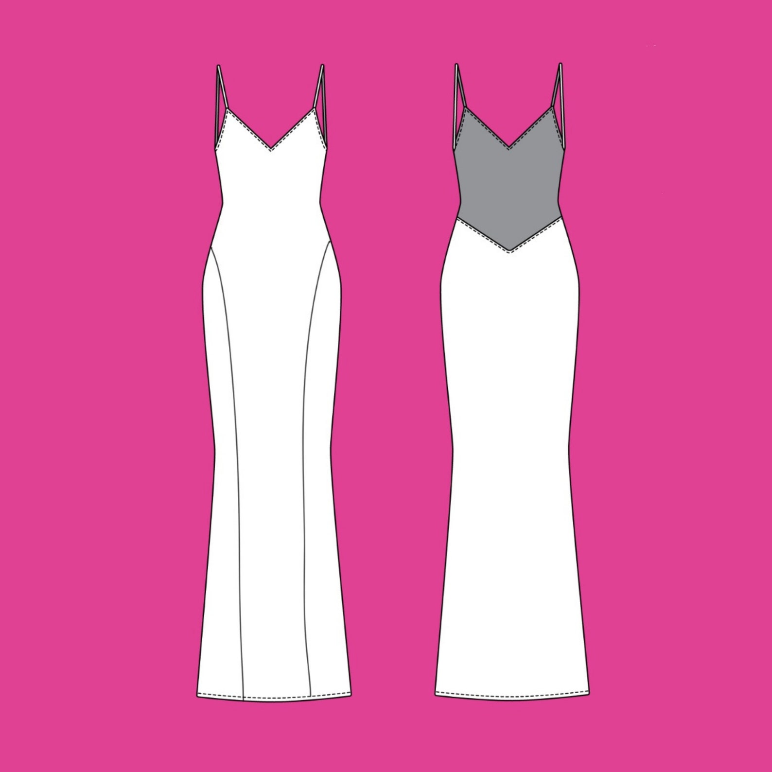 Long Satin Dress PDF // US Size Xxs-xxl // Digital Sewing Pattern ...