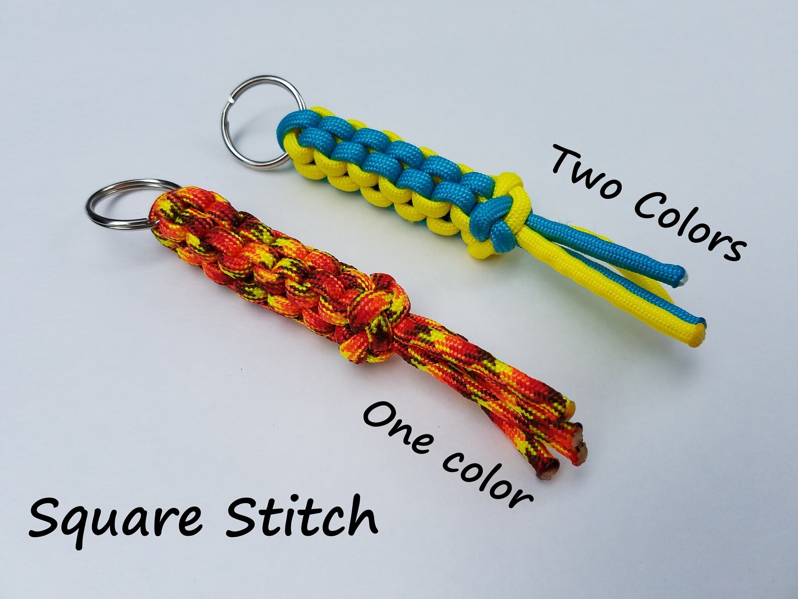 550 Paracord Keychain Round or Square Stitch Keychain, Key Fob - Etsy