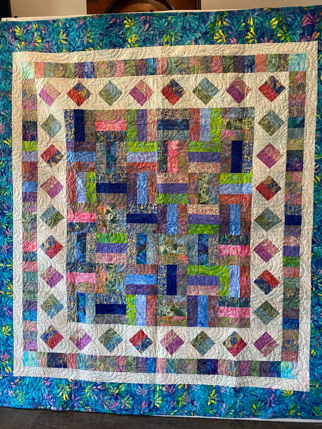 Handmade Quilt “ Fancy Rail Fence in Batik “ 67 Inches by 72 Inches - Etsy