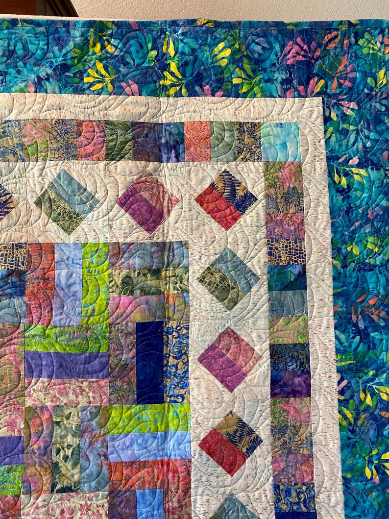 Handmade Quilt Fancy Rail Fence in Batik 67 Inches by 72 Inches - Etsy