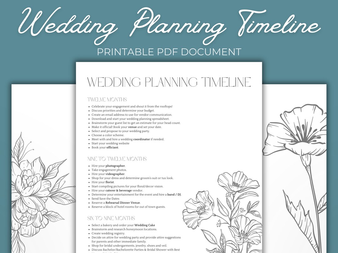 Wedding Checklist Printable Wedding Planning Timeline - Etsy