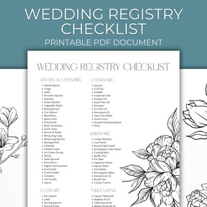 Wedding Registry Checklist, Digital Download Checklist, Printable ...