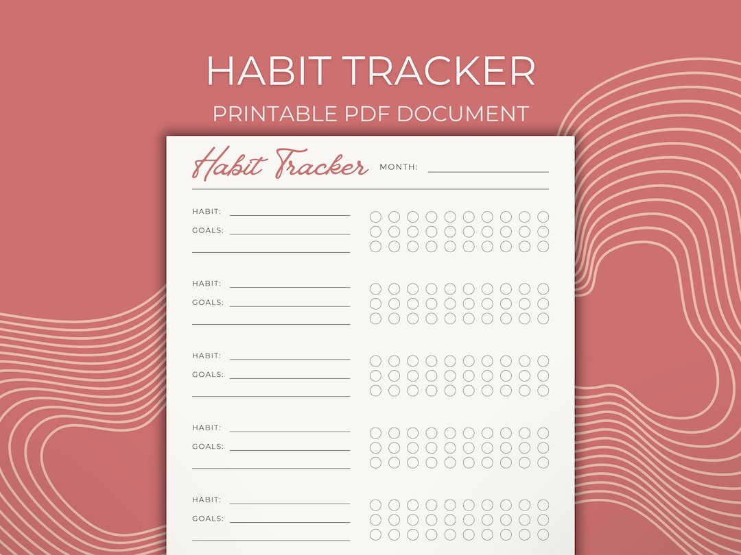 Monthly Habit Tracker Printable, Minimalist Planner PDF Template ...