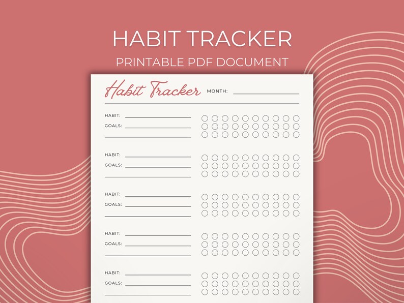 Monthly Habit Tracker Printable, Minimalist Planner PDF Template ...
