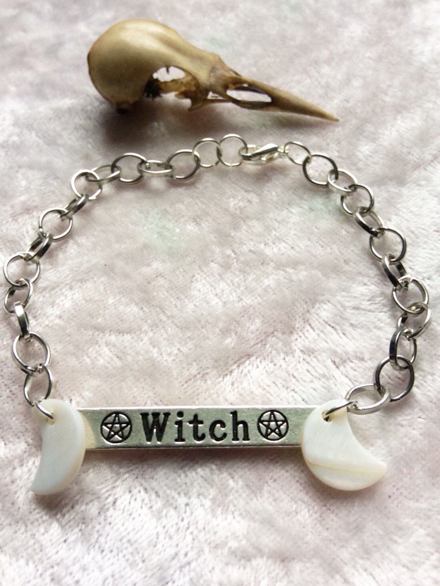 Witch, Pentagram and Crescent Moon Bracelet....gothic, Witch, Pagan ...