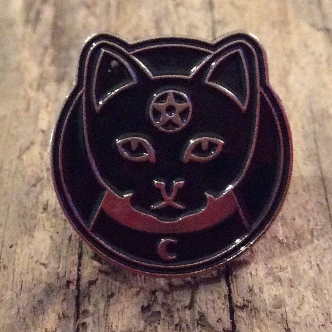 Black Cat Pentagram Brooch Pin....vampire Gothic Pagan - Etsy