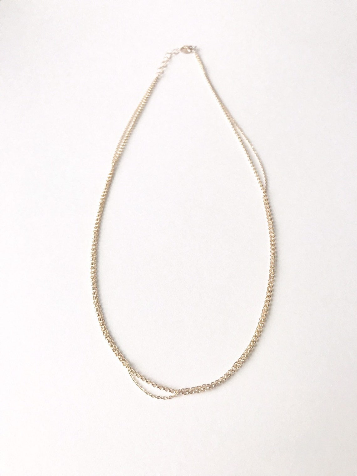 Double Gold Chain Necklace // 14k Gold-filled Double Chain - Etsy