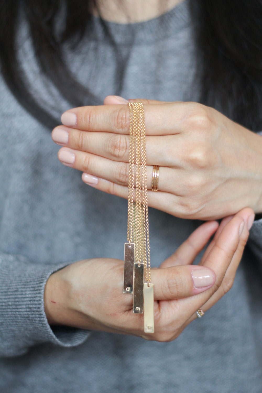 Personalized Gold Tag Necklace // 14k Gold Filled Hand-stamped Necklace ...