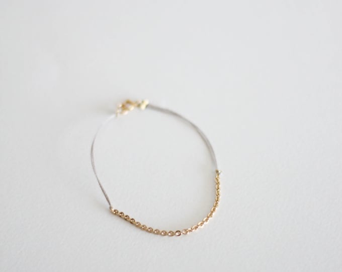 Silk Gold Chain Bracelet // 14k Gold Filled Chain and Silk Cord - Etsy