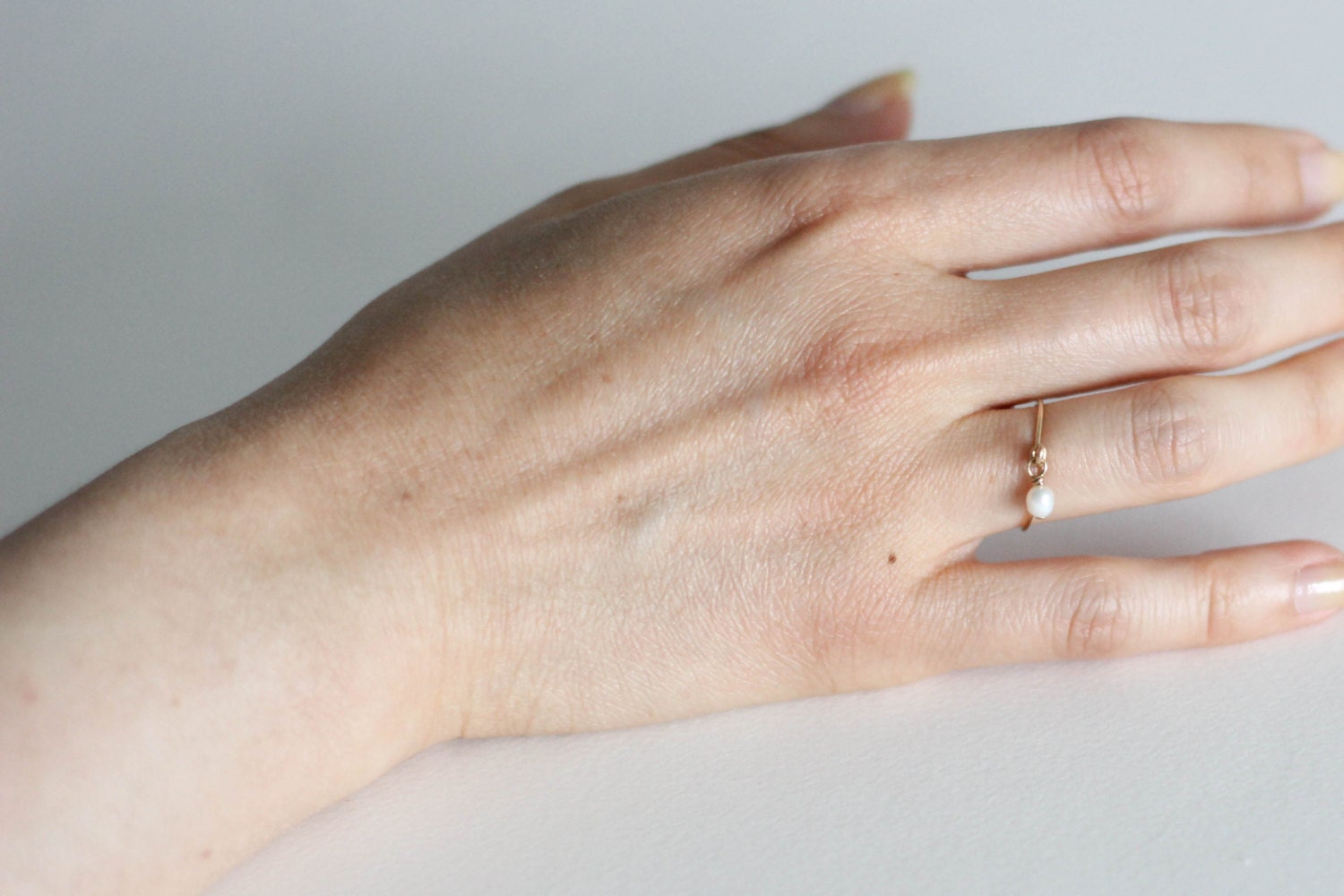 Pebble Ring // 14k Gold Filled, Stackable Ring With Single Hanging ...
