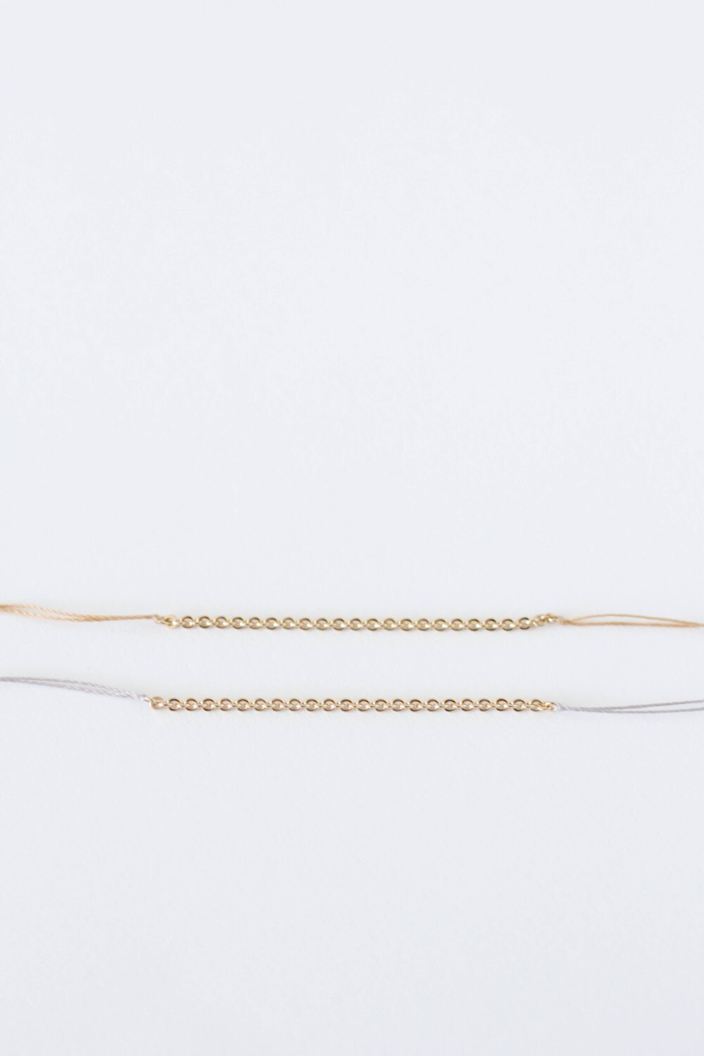 Silk Gold Chain Bracelet // 14k Gold Filled Chain and Silk Cord - Etsy