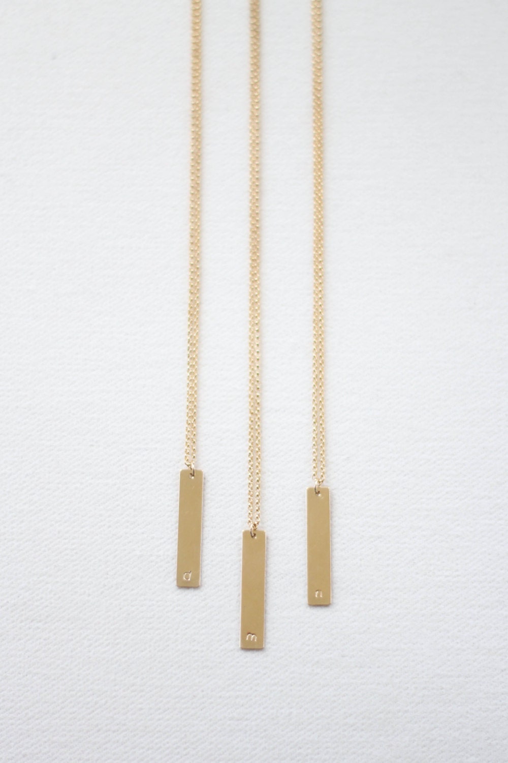 Personalized Gold Tag Necklace // 14k Gold Filled Hand-stamped Necklace ...