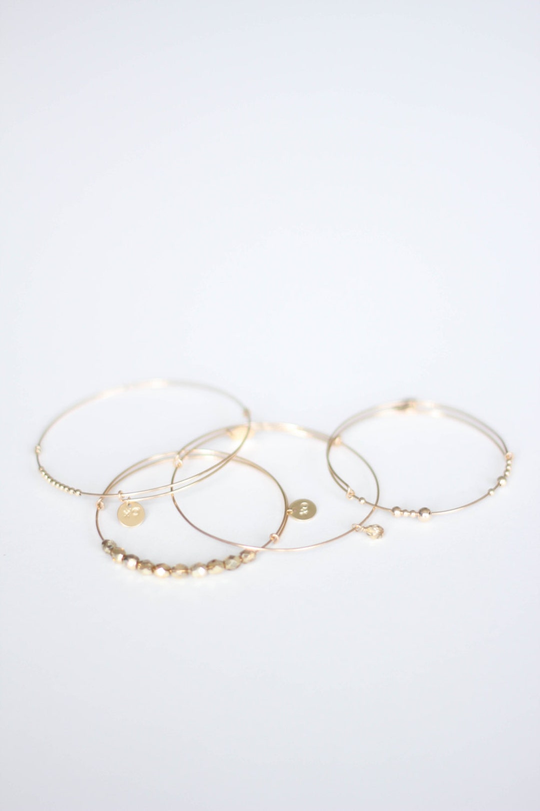 Stackable Gold Bangles // 14k Gold-filled Wire Bangle With Various ...