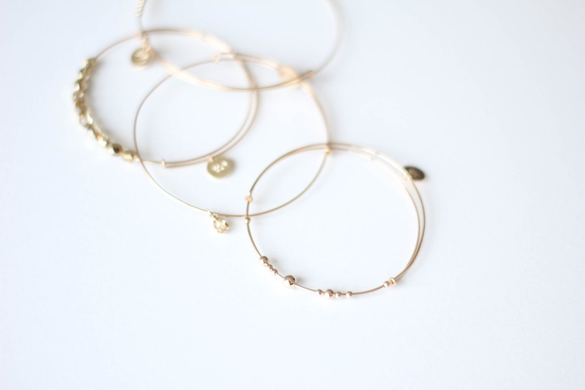 Stackable Gold Bangles // 14k Gold-filled Wire Bangle With Various ...