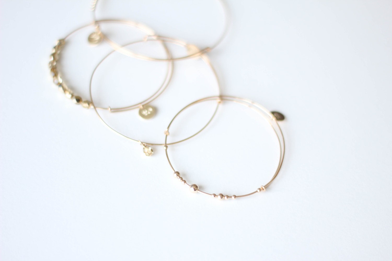 Stackable Gold Bangles // 14k Gold-filled Wire Bangle With Various ...