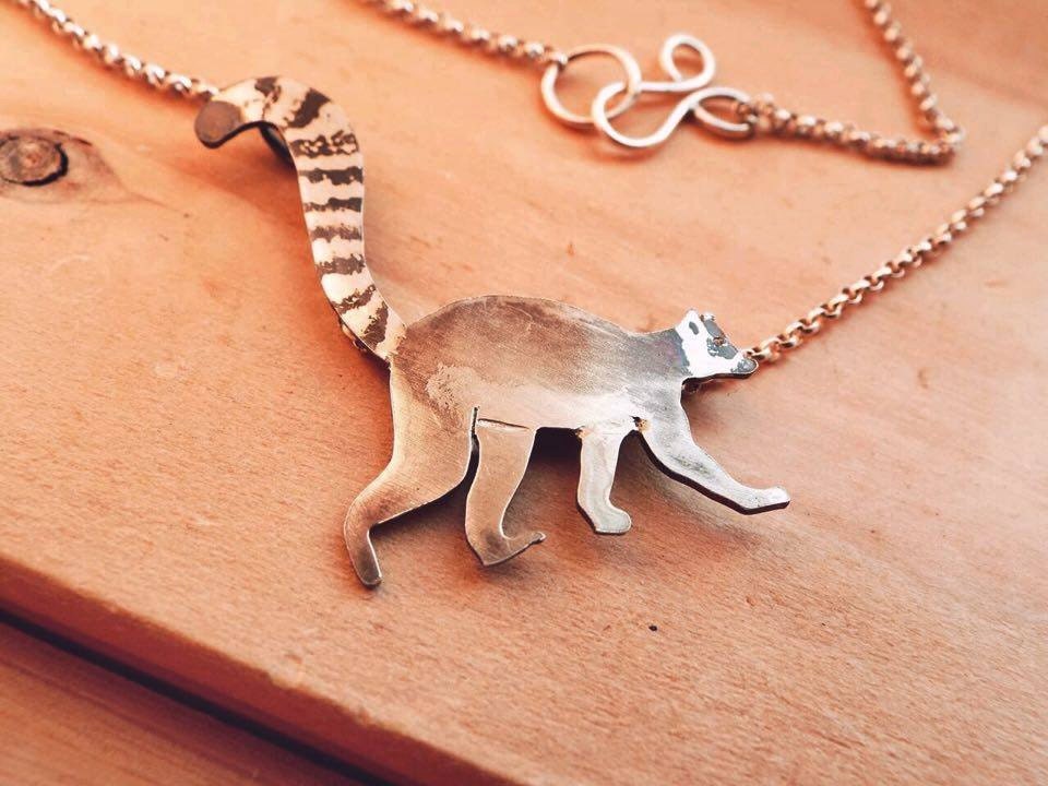 Ring-tailed Lemur Sterling Silver Necklace - Etsy