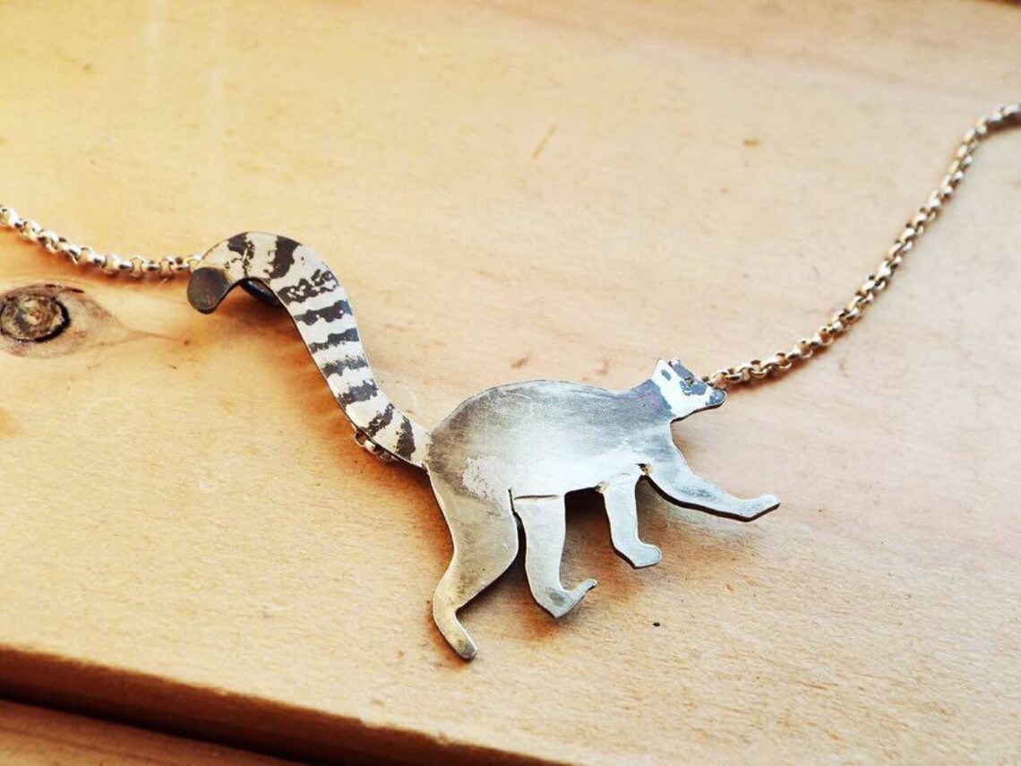 Ring-tailed Lemur Sterling Silver Necklace - Etsy