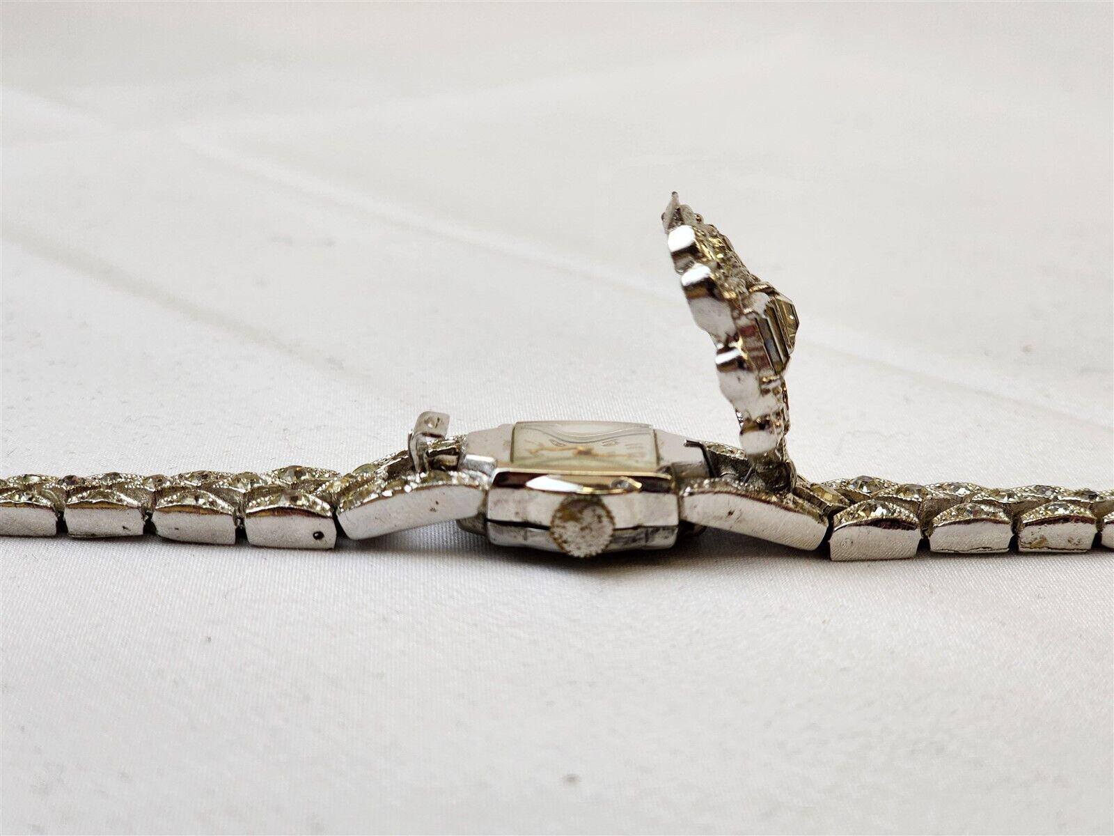 Vintage 1950's Geneva Art Deco Crystal Hidden Face Watch Bracelet ...