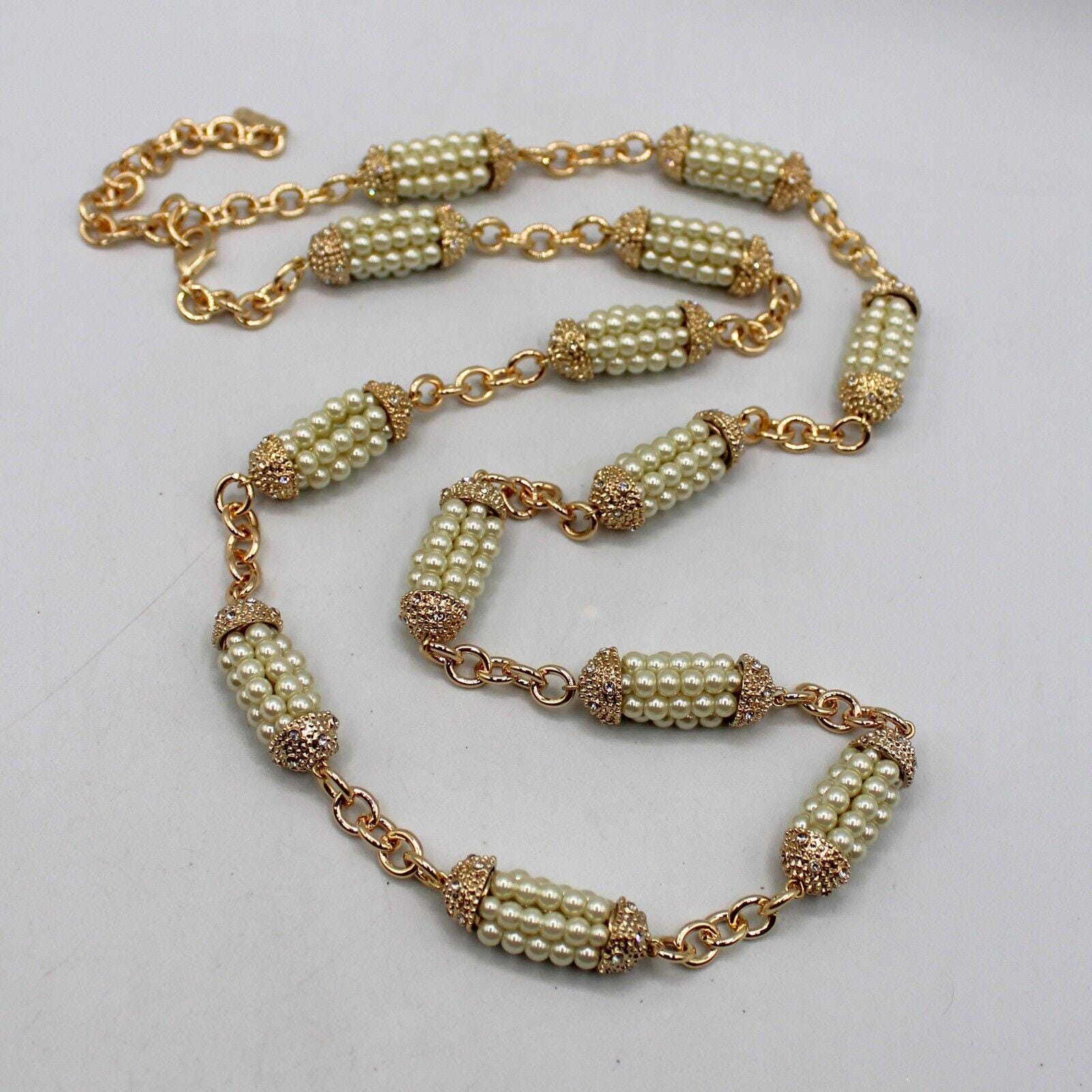 Clarion Pell Princess Grace Kelly Collection Faux Pearl Necklace Gold ...