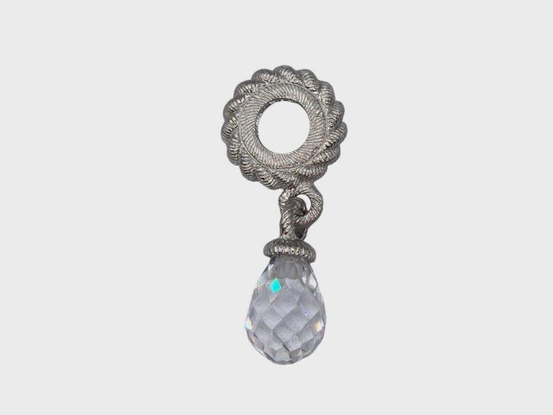 Judith Ripka Briolette Dangle Charm Pendant 925 Sterling Silver Cubic ...