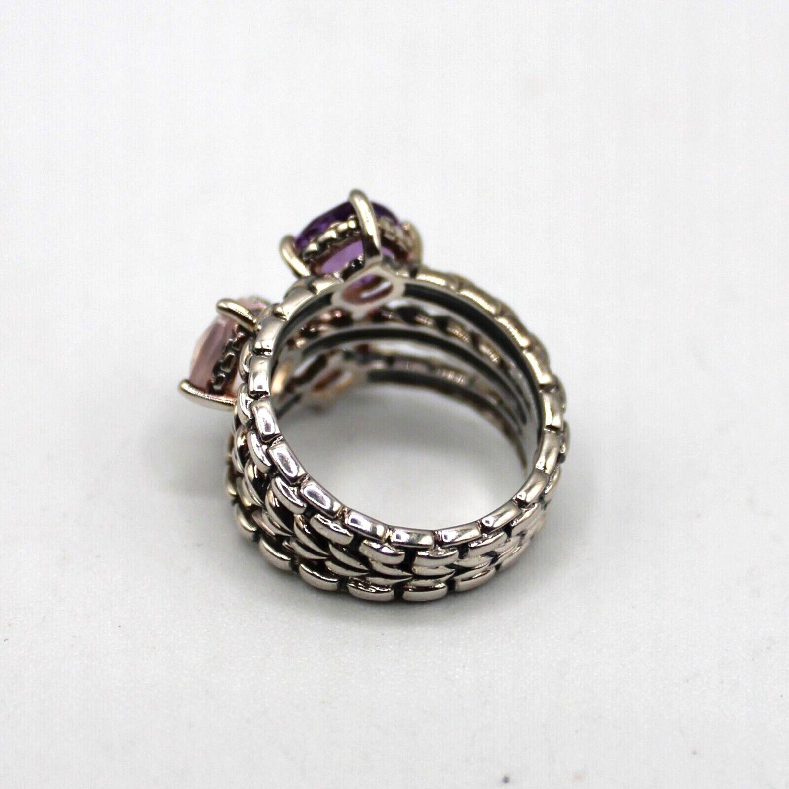 JAI Sterling Silver COOL Celebration Ring 3 Gemstone Pink Purple Clear ...