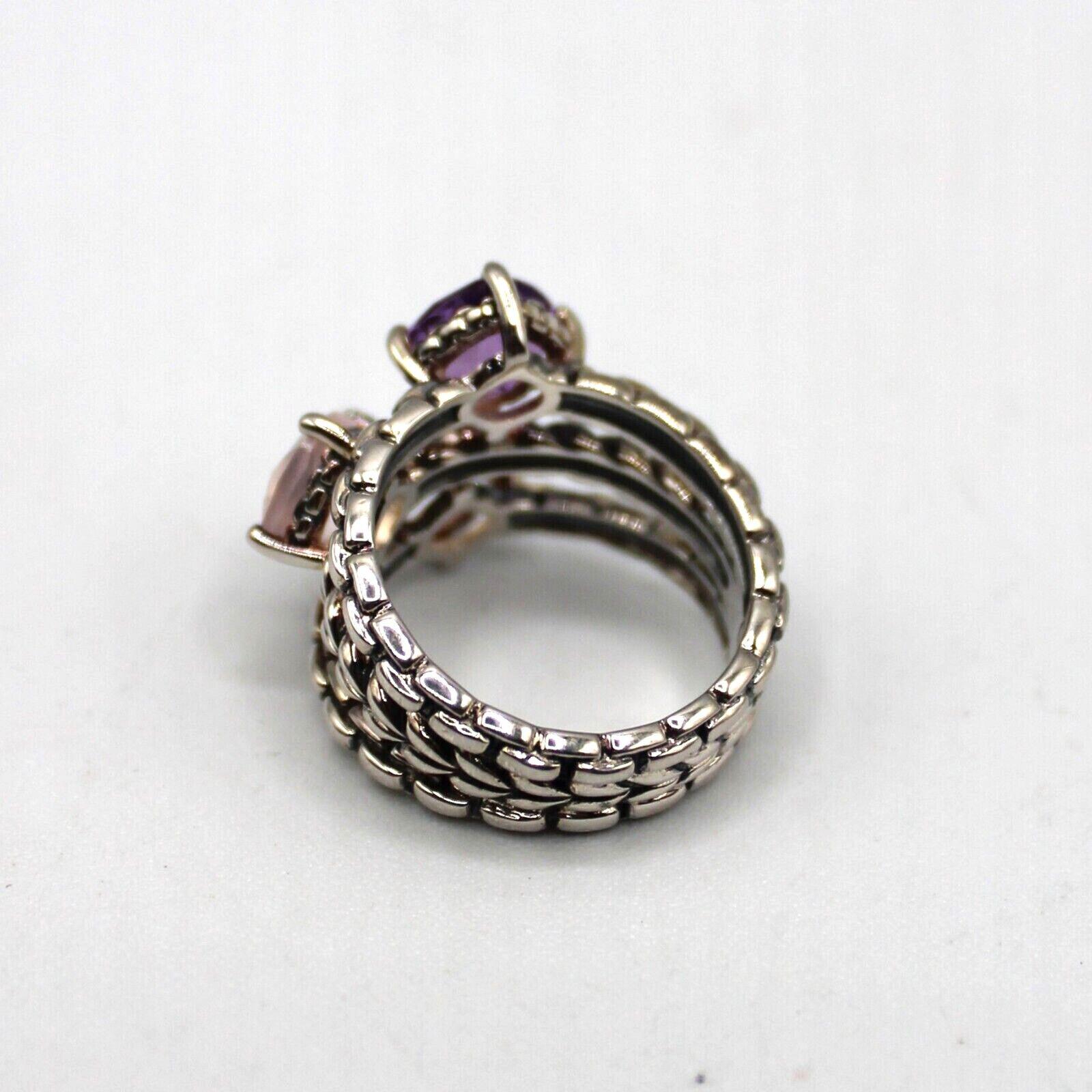 JAI Sterling Silver COOL Celebration Ring 3 Gemstone Pink Purple Clear ...