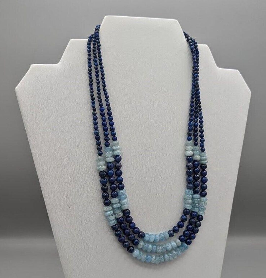 Jay King 3 Strand Lapis Lazuli & Agate Necklace 925 Silver - Etsy