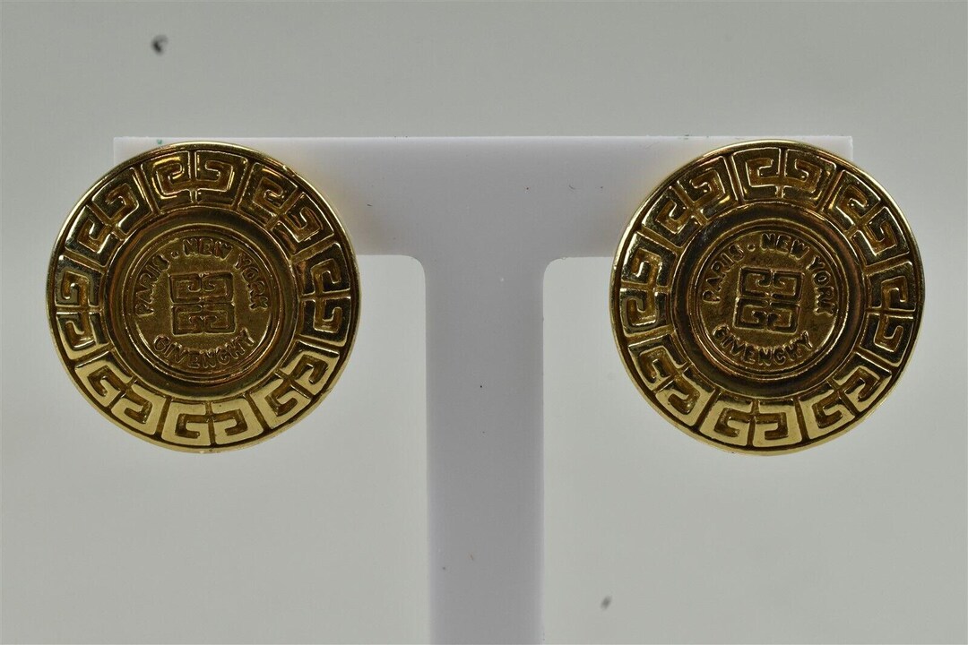 Vintage Givenchy Gold Logo Medallion Earrings Pierced - Etsy