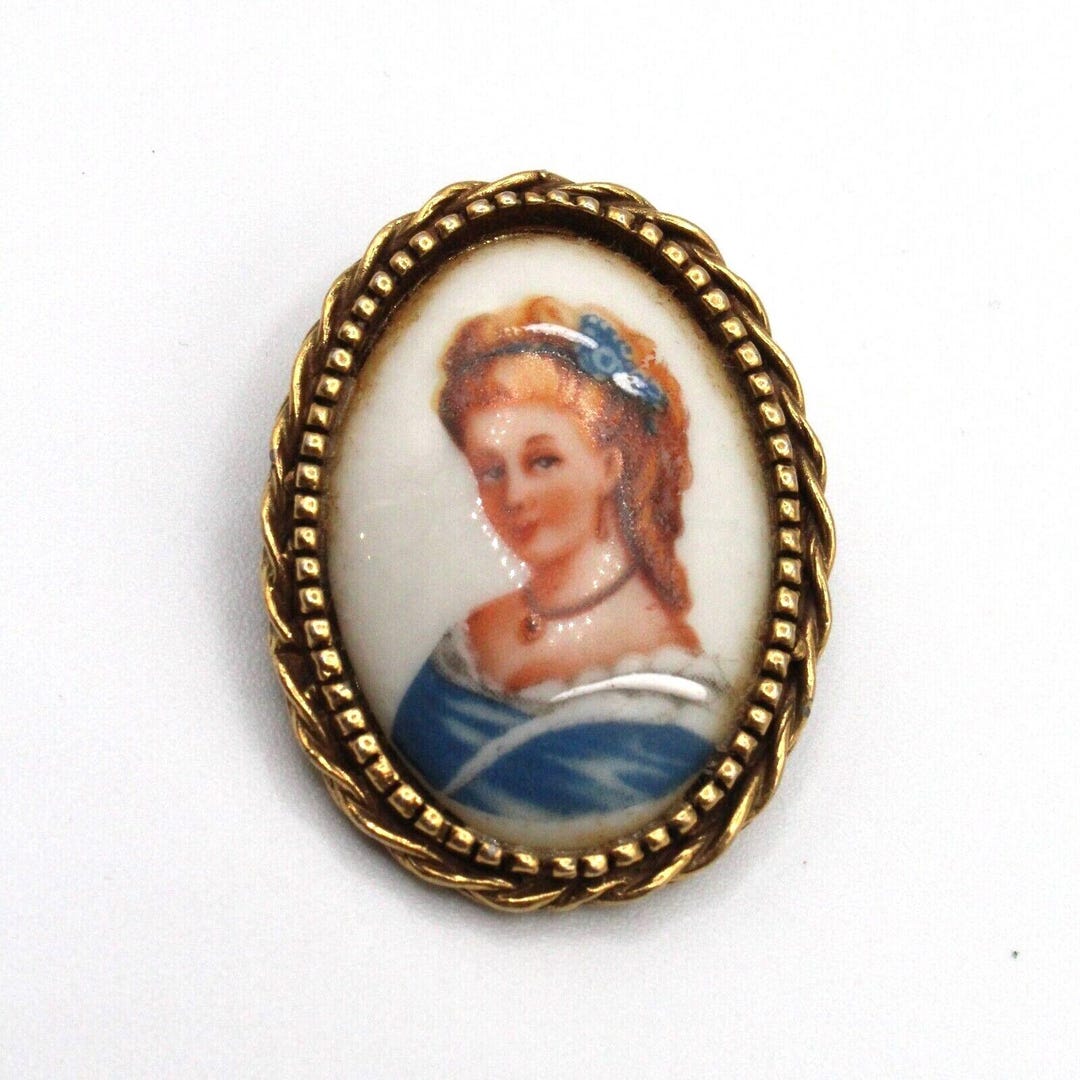 Vintage Goldette Limoges Painted Lady Porcelain Portrait Pin Brooch - Etsy