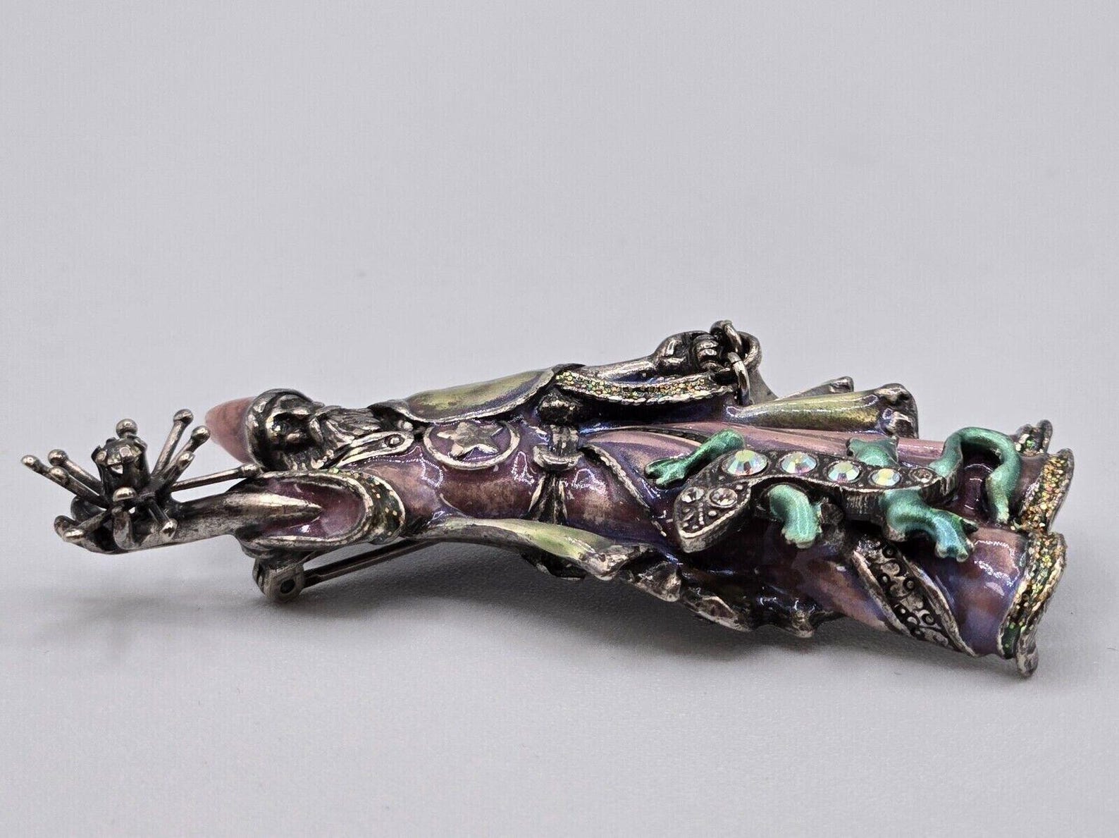 Kirks Folly Merlin Brooch Wizard & Lizard Silver Tone Purple Enamel ...
