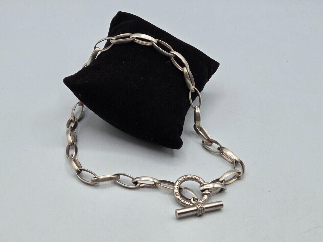 Slane & Slane Necklace 925 Sterling Silver Chain Links W/ Diamond ...