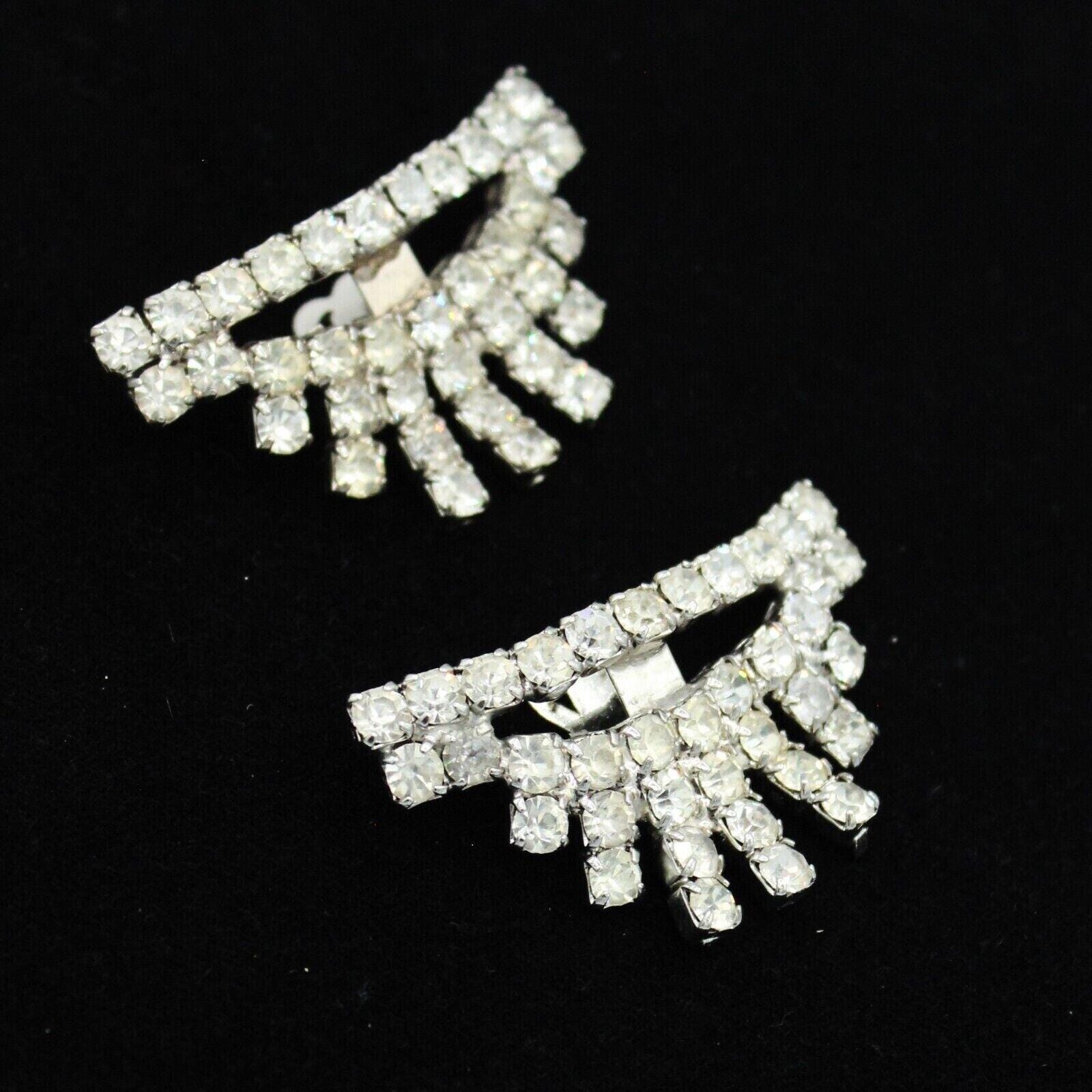 Vintage Clear Rhinestone Fringe Shoe Clips Silver Tone - Etsy