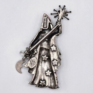 Kirks Folly Merlin Brooch Wizard & Lizard Silver Tone Purple Enamel ...