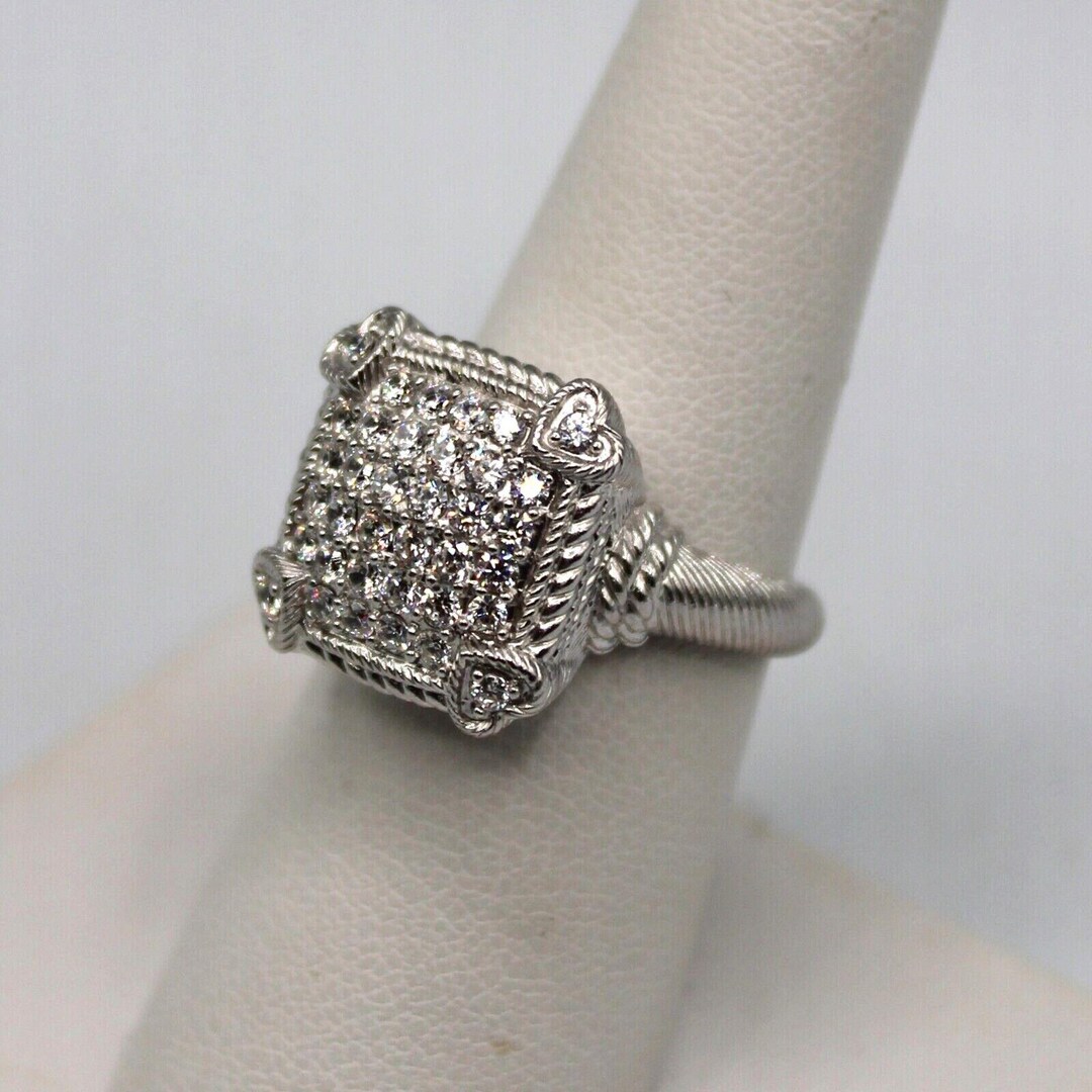 Judith Ripka Sterling Silver CZ Heart Ring Diamonique Sz 7 W/ Original ...