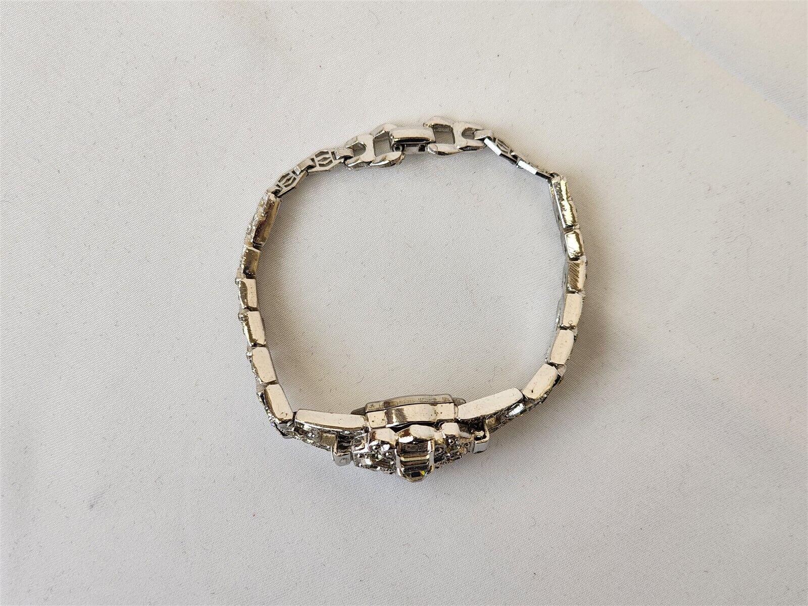 Vintage 1950's Geneva Art Deco Crystal Hidden Face Watch Bracelet ...