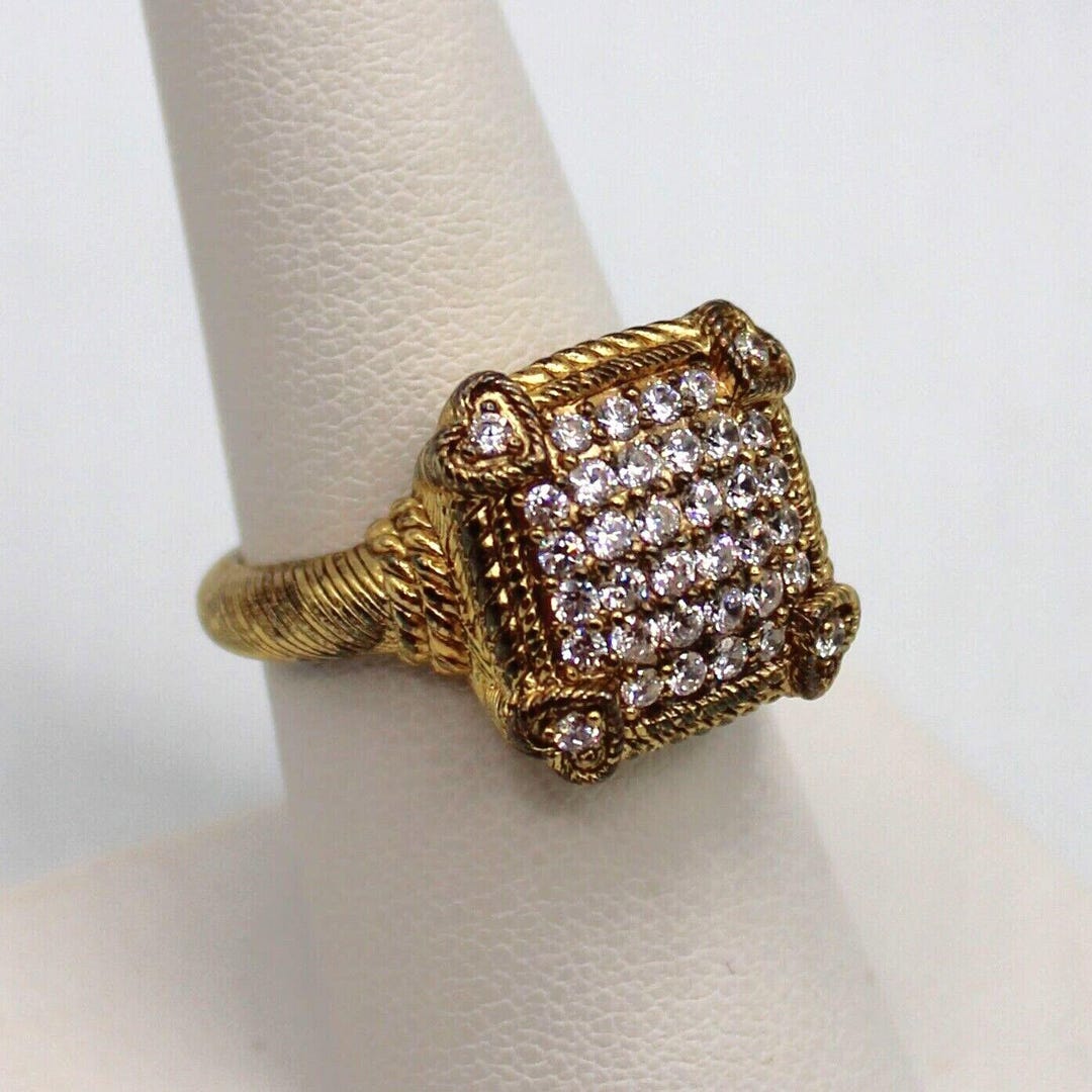 Judith Ripka Olivia Ring Gold Clad Sterling Silver CZ Heart Sz 7 - Etsy