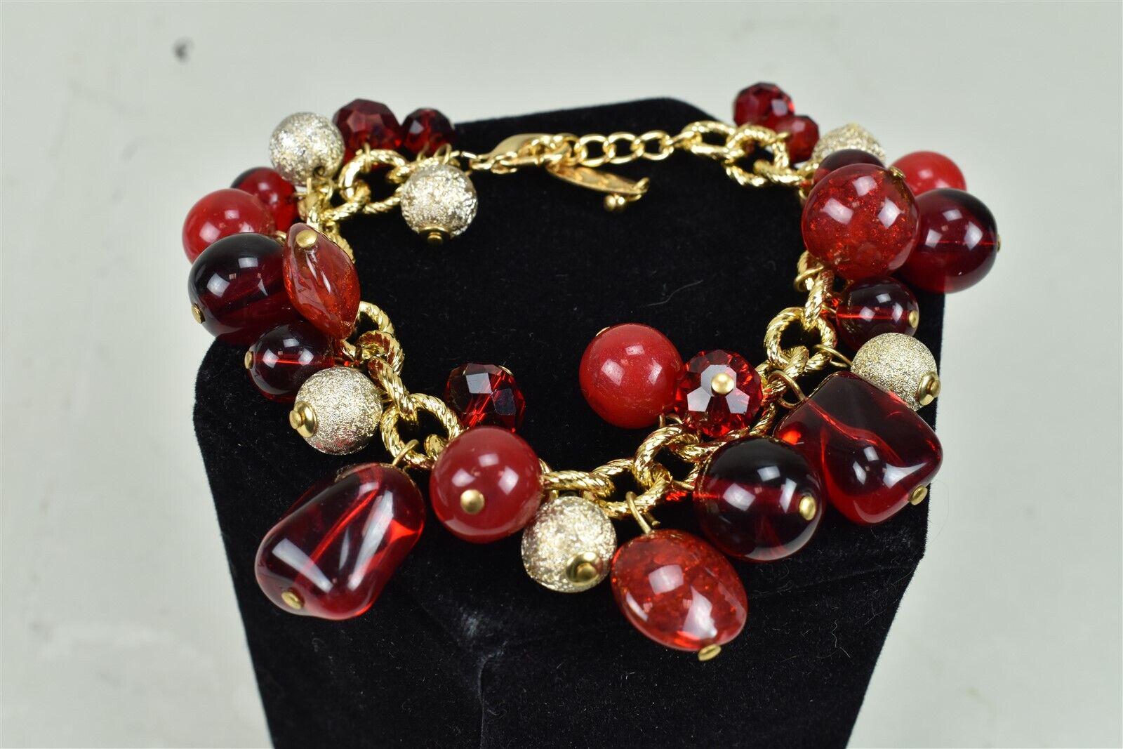 Uno Alla Volta Red & Gold Murano Glass Charm Bracelet Signed - Etsy