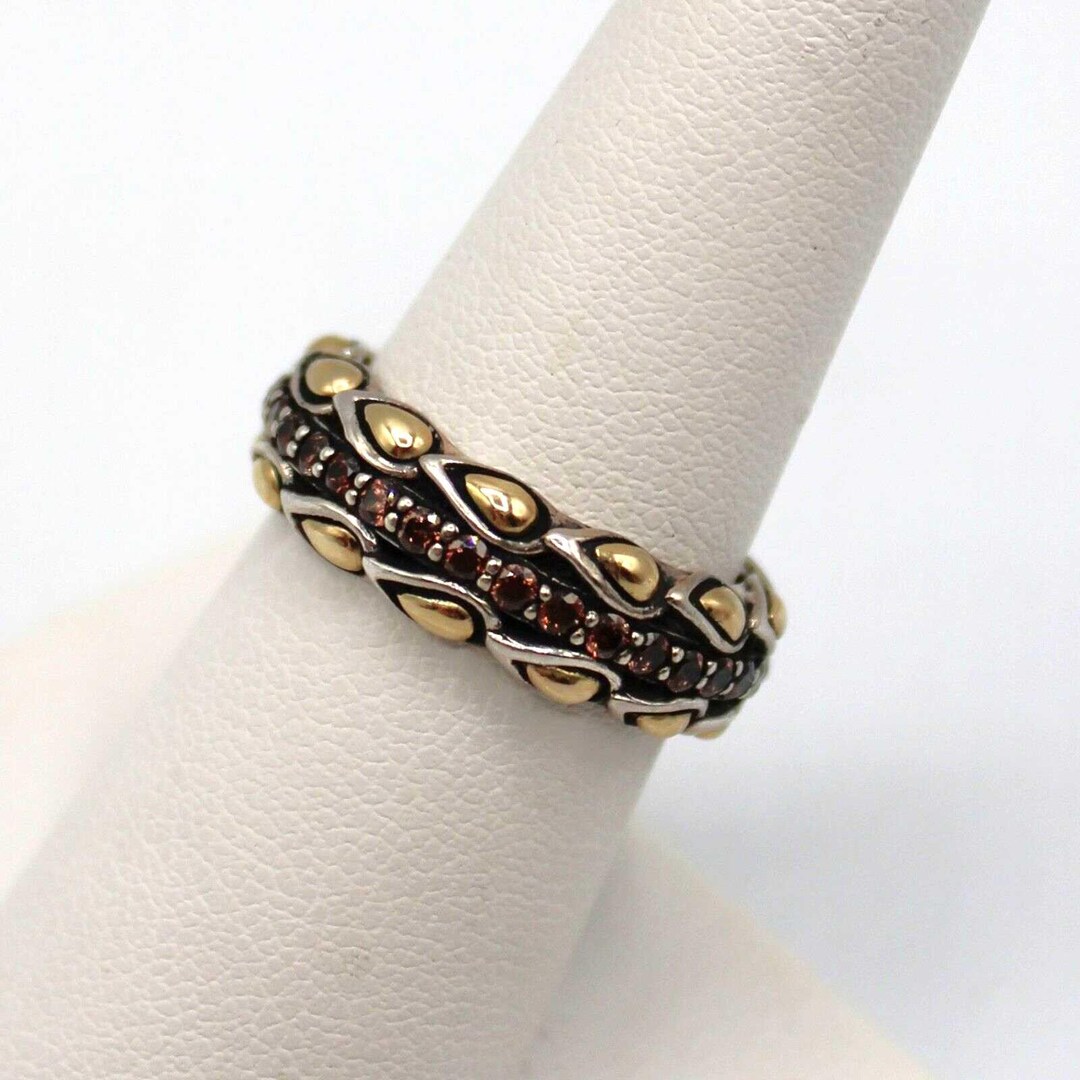 JAI by John Hardy Sterling & 14k Gold Ring W/ Smokey Brown Topaz Sz 7 ...