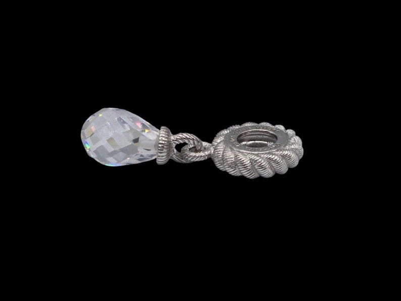 Judith Ripka Briolette Dangle Charm Pendant 925 Sterling Silver Cubic ...