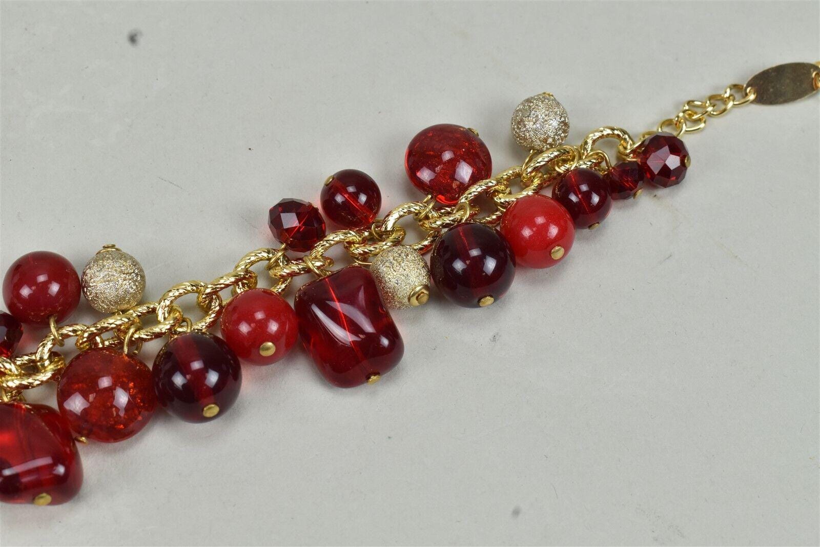 Uno Alla Volta Red & Gold Murano Glass Charm Bracelet Signed - Etsy
